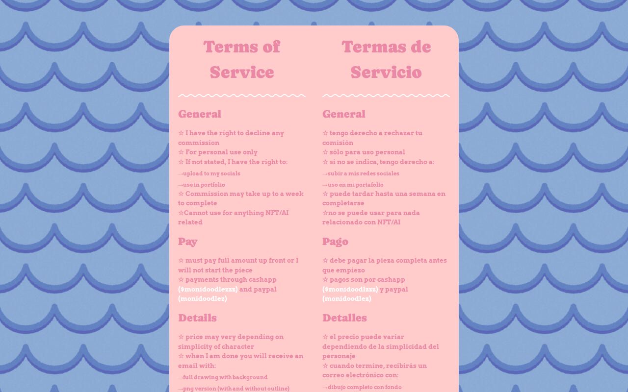 Terms of Service (eng & esp)